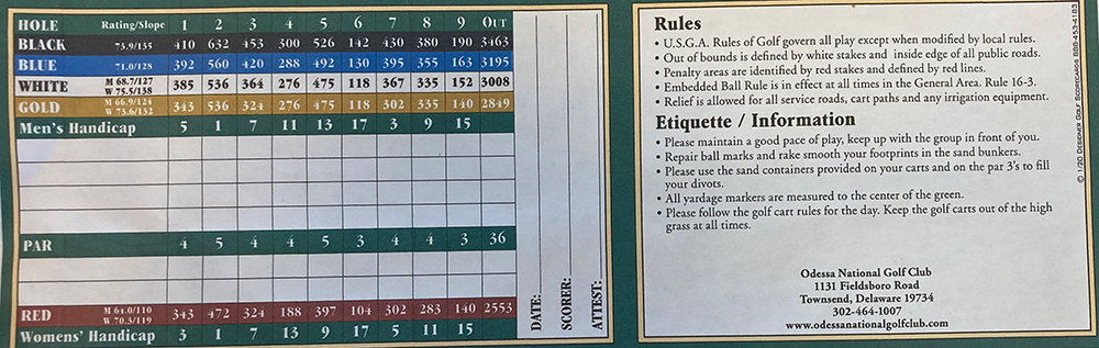Course Details - Odessa National Golf Club